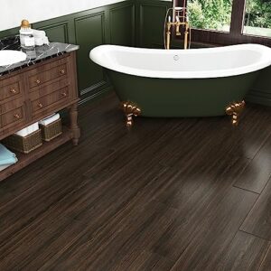 wallercity dark brown wood peel and stick floor tiles 6"x36" vinyl tiles peel and stick floor planks waterproof self adhesive floor tile on clean slate wood vinyl flooring stick on tile linoleum 32pcs