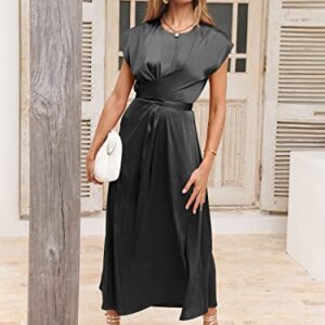 ANRABESS Women's 2023 Formal Dress for Women Summer Maxi Elegant Satin Cocktail Dress Sleeveless Wrap A-Line Flowy Midi Wedding Guest Silk Semi Formal Dress 916heihui-S Black