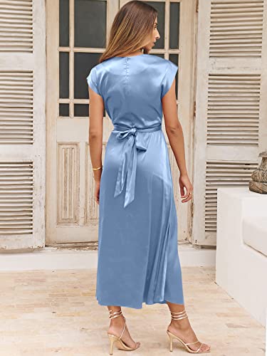 ANRABESS Women's 2023 Formal Dress for Women Summer Maxi Elegant Satin Cocktail Dress Sleeveless Wrap A-Line Flowy Midi Wedding Guest Silk Semi Formal Dress 916qianlan-L