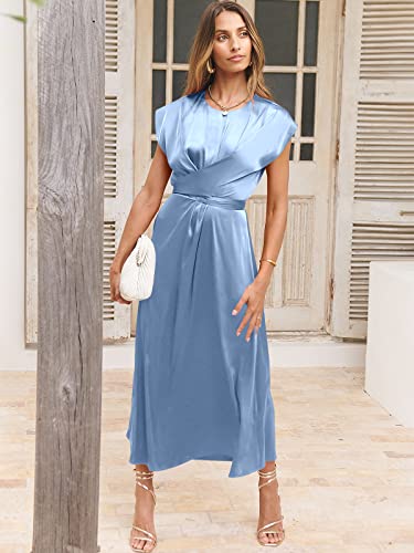 ANRABESS Women's 2023 Formal Dress for Women Summer Maxi Elegant Satin Cocktail Dress Sleeveless Wrap A-Line Flowy Midi Wedding Guest Silk Semi Formal Dress 916qianlan-L