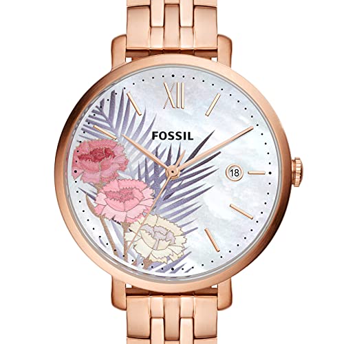 Fossil Women's Jacqueline Quartz Stainless Steel Three-Hand Watch, Color: Rose Gold (Model: ES5275)