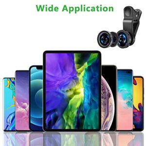 Upgraded 3 in 1 Phone Lens kit-210° Fisheye Lens + Macro Lens + 120° Wide Angle Lens with Clip, Cell Phone Lens, anamorphic Lens, Funny Pictures Compatible with iPhone, Smartphones, Gifts Ideal