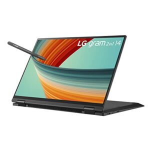 lg gram 14” 2in1 lightweight laptop, intel 13th gen core i7 evo platform, windows 11 home, 32gb ram, 1tb ssd, black