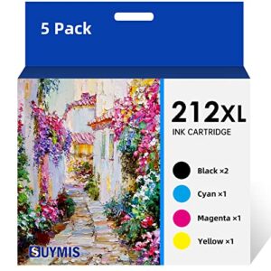 212 212xl ink cartridges remanufactured compatible for epson 212xl 212 xl t212xl t212 ink cartridges compatible for epson expression home xp-4100 xp-4105 workforce wf-2830 wf-2850 printer (5 pack)