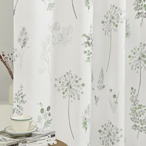 XTMYI Short Bathroom Curtains for Small Window,80% Blackout Watercolor Eucalyptus Wildflowers Boho Curtains for Kitchen Nursery,45 Inch Length,Sage Green and Grey