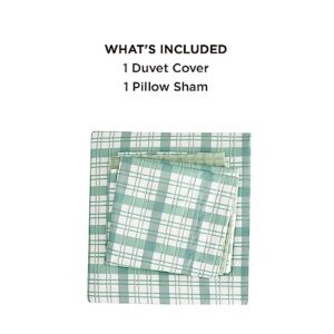 Bedsure Twin/Twin XL Duvet Cover Dorm Bedding - Sage Green Reversible 100% Cotton Plaid Twin/Twin Extra Long Duvet Cover Set, Includes 1 Duvet Cover with Zipper Closure & 1 Pillow Sham