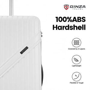 PRIMICIA GinzaTravel Luggage Sets 3 Piece Expandable Suitcases with Wheels PC+ABS Durable Hardside Luggage sets TSA lock (White, 3-Piece Set(20"/25"/29"))