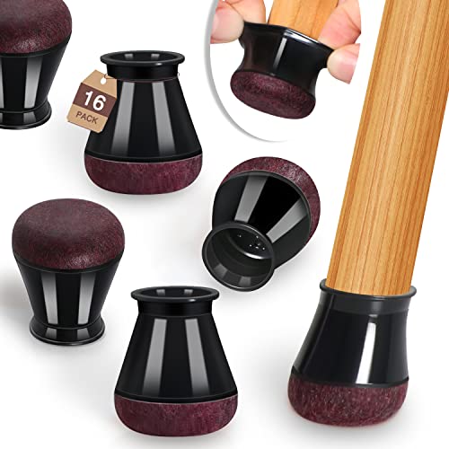 2023 New Chair Leg Floor Protector Chair Sliders Floor Protector Rubber Chair Leg Protectors for Hardwood Floors Felt Furniture Pads Silicone Caps 16Pack Black Extra Small (Fit:0.5"-0.7")