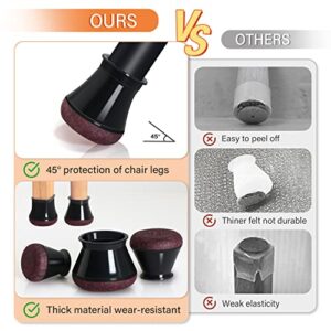 2023 New Chair Leg Floor Protector Chair Sliders Floor Protector Rubber Chair Leg Protectors for Hardwood Floors Felt Furniture Pads Silicone Caps 16Pack Black Extra Small (Fit:0.5"-0.7")