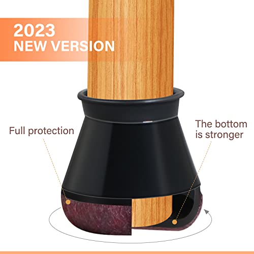 2023 New Chair Leg Floor Protector Chair Sliders Floor Protector Rubber Chair Leg Protectors for Hardwood Floors Felt Furniture Pads Silicone Caps 16Pack Black Extra Small (Fit:0.5"-0.7")