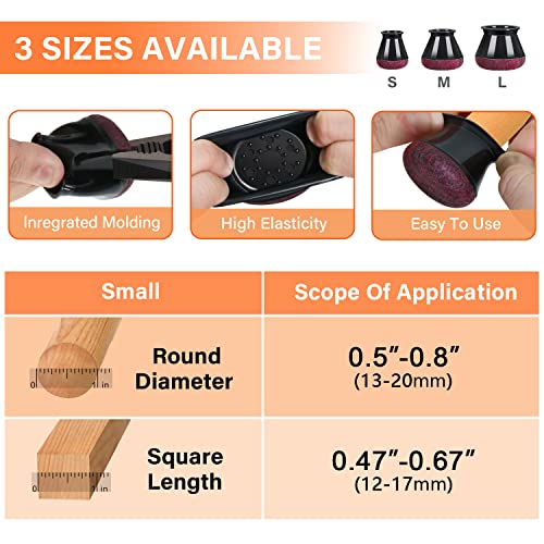 2023 New Chair Leg Floor Protector Chair Sliders Floor Protector Rubber Chair Leg Protectors for Hardwood Floors Felt Furniture Pads Silicone Caps 16Pack Black Extra Small (Fit:0.5"-0.7")