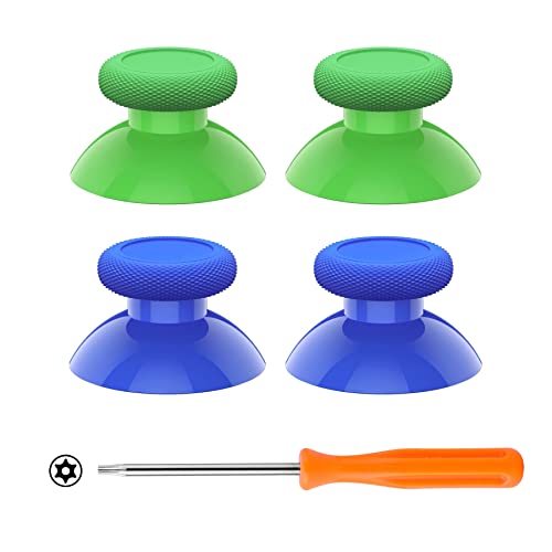 eXtremeRate Replacement Controller Joystick for Xbox One - 4 PCS Green & Blue Thumbsticks Analog Thumb Sticks Parts for Xbox Series X/S, Xbox One S/X, Elite Controller with Repair Kit Screwdriver