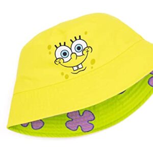 SpongeBob SquarePants Reversible Bucket Hat Kids | Girls Boys Yellow Spongebob and Patrick Coral Character Sun Hat