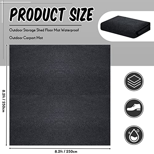 Haull 8.2 x 8.2 ft Outdoor Storage Shed Floor Mat Waterproof Outdoor Carport Mat Thickened Soft Patio Furniture Mat Washable with Non Slip Backing, Storage Shed Not Included