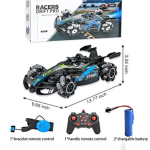 VanSmaGo Remote Control Car, 1:12 Scale 4WD F1 Race Car, 2.4GHz RC Stunt Drift Cars Toy with Gesture Sensing,360° Rotation, Lights, Music & Steam Spray, for Kids Age 6-12 Year Old