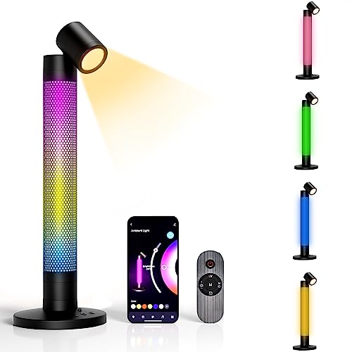 Howdot Smart Table Lamp, 600LM Dimmable Reading Lamp with Induction Switch, Adjustable RGB Lamp with Music Sync, APP Control, Works with Alexa Google, Ambient Lighting for Gaming, Living, Bed Room