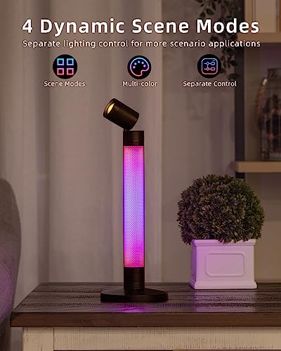 Howdot Smart Table Lamp, 600LM Dimmable Reading Lamp with Induction Switch, Adjustable RGB Lamp with Music Sync, APP Control, Works with Alexa Google, Ambient Lighting for Gaming, Living, Bed Room