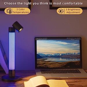 Howdot Smart Table Lamp, 600LM Dimmable Reading Lamp with Induction Switch, Adjustable RGB Lamp with Music Sync, APP Control, Works with Alexa Google, Ambient Lighting for Gaming, Living, Bed Room