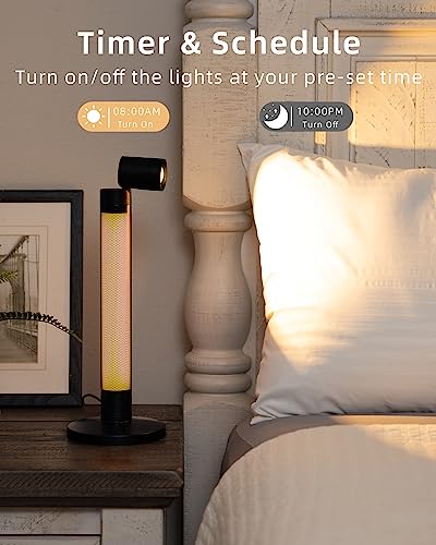 Howdot Smart Table Lamp, 600LM Dimmable Reading Lamp with Induction Switch, Adjustable RGB Lamp with Music Sync, APP Control, Works with Alexa Google, Ambient Lighting for Gaming, Living, Bed Room