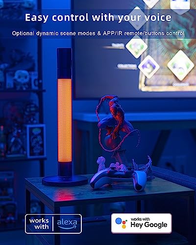 Howdot Smart Table Lamp, 600LM Dimmable Reading Lamp with Induction Switch, Adjustable RGB Lamp with Music Sync, APP Control, Works with Alexa Google, Ambient Lighting for Gaming, Living, Bed Room