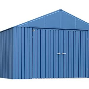 Arrow Shed Elite 12' x 16' Outdoor Lockable Gable Roof Steel Storage Shed Building, Blue Grey