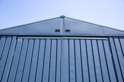 Arrow Shed Elite 12' x 16' Outdoor Lockable Gable Roof Steel Storage Shed Building, Blue Grey