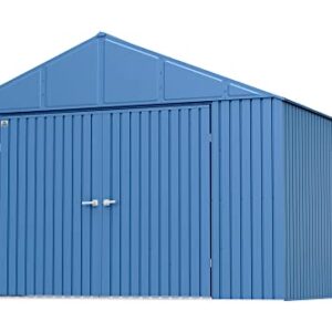 Arrow Shed Elite 12' x 16' Outdoor Lockable Gable Roof Steel Storage Shed Building, Blue Grey