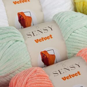 3 Skeins of Sensy Velvet Yarn for Crocheting, Baby Blanket Yarn, Chenille Yarn, Amigurumi Yarn, 3.5 oz, 132 Yards, Gauge 5 Bulky (Neon Sugar Pink)