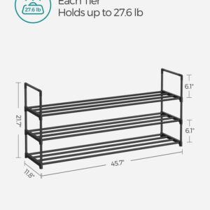 SONGMICS Shoe Rack, 3 Tier Shoe Organizer, Metal Shoe Storage Shelf for 18 Pairs of Shoes, Easy to Assemble, Entryway, Black ULSA033B01