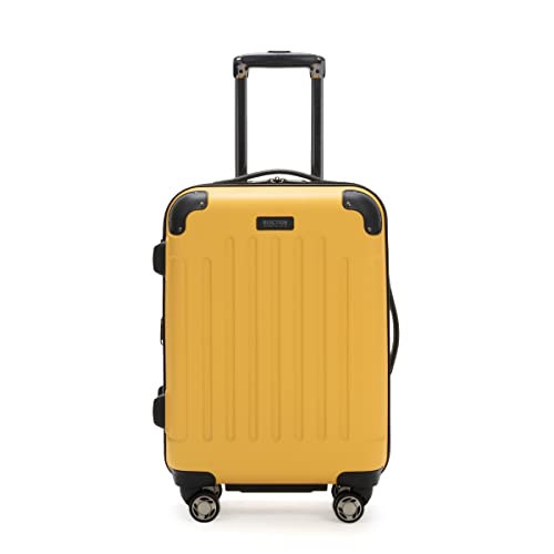 Kenneth Cole REACTION Retrogade Luggage Expandable 8-Wheel Spinner Lightweight Hardside Suitcase, Honey Butter, 20-inch Carry On