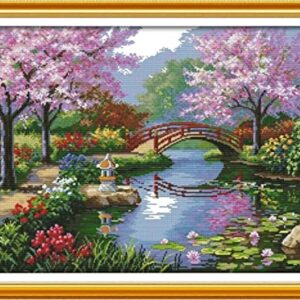 Dimensean Stamped Cross Stitch Kits Full Range of Embroidery Patterns Starter Kits for Beginners Adult or Kids DIY Cross Stitches Needlepoint Kits 11CT-Park Scenery 15.7x21.3 inch