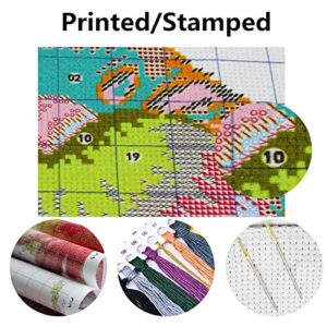 Dimensean Stamped Cross Stitch Kits Full Range of Embroidery Patterns Starter Kits for Beginners Adult or Kids DIY Cross Stitches Needlepoint Kits 11CT-Park Scenery 15.7x21.3 inch