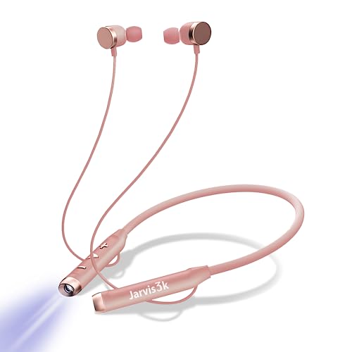 Jarvis 3k Flashlight Wireless Headphone Neckband Reading Light With Bluetooth Earbuds (Pink)