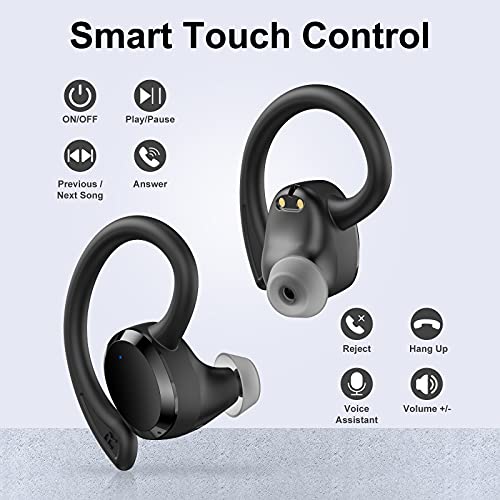 Wireless Earbuds Bluetooth Headphones, Bluetooth 5.3 Earbuds Sport Immersive HiFi Stereo Over Ear Buds, 48Hrs Earphones in Ear with Earhooks, HD Mic, IP7 Waterproof Headset for Workout Running [2023]