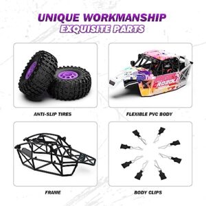 RIAARIO 1:12 RTR Brushless RC Desert Cars for Adults, Max 45MPH Fast RC Cars, Monster Truck with Independent ESC, 4X4 RC Truck for Boys, All Terrain Remote Control Car with Oil Filled Shocks(Purple)