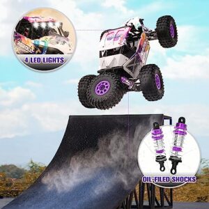 RIAARIO 1:12 RTR Brushless RC Desert Cars for Adults, Max 45MPH Fast RC Cars, Monster Truck with Independent ESC, 4X4 RC Truck for Boys, All Terrain Remote Control Car with Oil Filled Shocks(Purple)