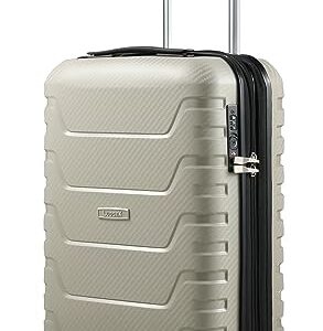 LUGGEX Carbon Fiber Pattern Carry-On Luggage 22x14x9 - Impact-Resistant PP Material - High Rebound Toughness & Anti-Explosion Zipper(Champagne Suitcase)