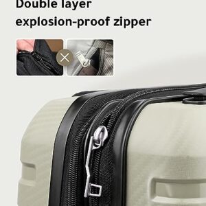 LUGGEX Carbon Fiber Pattern Carry-On Luggage 22x14x9 - Impact-Resistant PP Material - High Rebound Toughness & Anti-Explosion Zipper(Champagne Suitcase)