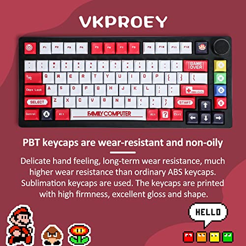 VKPROEY PBT Keycaps 134 Keys Dye-Sublimation XDA Profile Custom Keycaps with Keycap Puller for 61/64/68/84/87/96/98/104/108 Gateron MX Switches Mechanical Gaming Keyboard