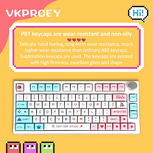 VKPROEY PBT Custom Keycaps Set 137 Keys XDA Profile Dye-Sublimation with Keycap Puller for 61/64/68/84/87/96/98/104/108 Major-Sizes Gateron MX Switches Mechanical Keyboard