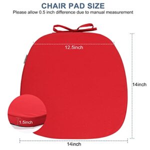 GUEGLSA Outdoor Waterproof Seat Cushions 14x14 inch, Non Slip Metal Chair Pad with Ties, U Shaped Metal Chair Cushion for Kitchen Dining Patio Chair, Set of 2, Red