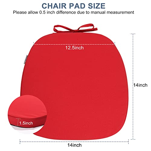 GUEGLSA Outdoor Waterproof Seat Cushions 14x14 inch, Non Slip Metal Chair Pad with Ties, U Shaped Metal Chair Cushion for Kitchen Dining Patio Chair, Set of 2, Red