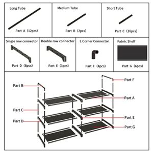 Yegazte Long 3-Tier Shoe Rack, Wide Shoe Storage Organizer Stackable Space Saving Shoe Shelf for 12-15 Pairs, Shoe Stand for Closet, Entryway and Hallway(Black)