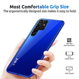 Xgody X60 4G Unlocked Phones, 6'’ QHD Waterdrop Screen Dual Sim Unlocked Cell Phones, Quad-core 2GB+16GB Smartphones, 3000mAh Battery, Face Unlock, AI Camera 5MP+5MP Cheap Android Phone (Blue)