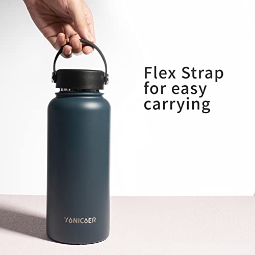 Insulated Water Bottle with Straw, YONICOER 40Oz Stainless Steel Thermo Flask, Double Walled Vacuum Tumbler with 3 Leak-Proof Lids, Metal Water Bottle for School, Sports, Gym, Travel