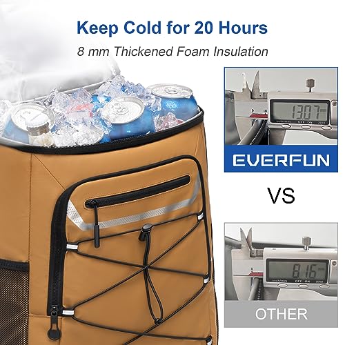 EVERFUN Cooler Backpack Insulated Leakproof 36 Cans, Cooler Bag with 2 Insulated Compartments Waterproof, Lightweight Hiking Beach Lunch Travel Camping Cooler for Men and Women