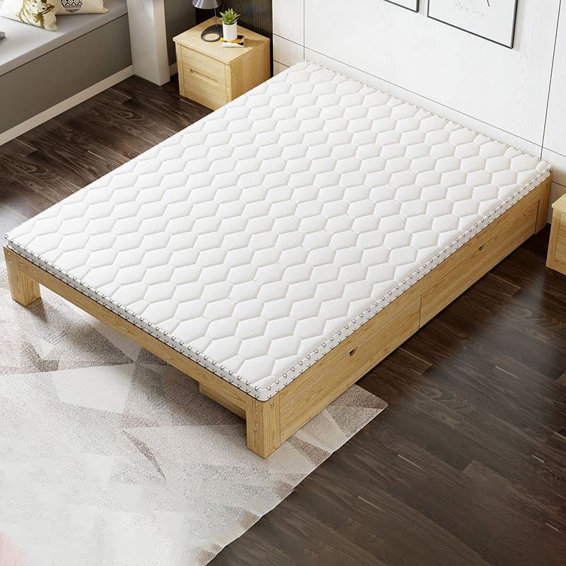 CraftThink Scandinavian Solid Wood Bed Frame, 12" Tall Storage Panel Bed in Natural for Bedroom Boys Girls- Single Bed Size: Twin XL, 39.5" W x 81" L x 12" H