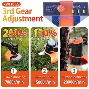 Electric Cordless Weed Wacker Grass Trimmer Battery Powered 24V 4.0Ah, 3-in-1Lightweight Weed Eater/Lawn Edger, 3 Kinds of Speed/Cutting Angle/Height Adjustment String Trimmer for Garden and Yard