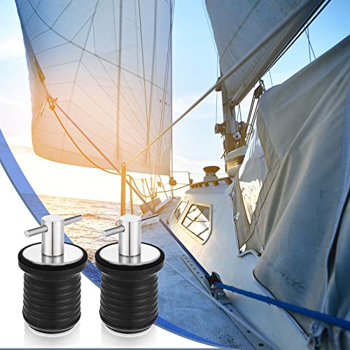 4 Pcs Boat Plug T Handle Boat Drain Plug for 1 Inch Diameter Drains Stainless Steel Handle Boat Drain Twist Plug Marine Boat Rubber Plug Accessories