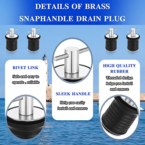 4 Pcs Boat Plug T Handle Boat Drain Plug for 1 Inch Diameter Drains Stainless Steel Handle Boat Drain Twist Plug Marine Boat Rubber Plug Accessories